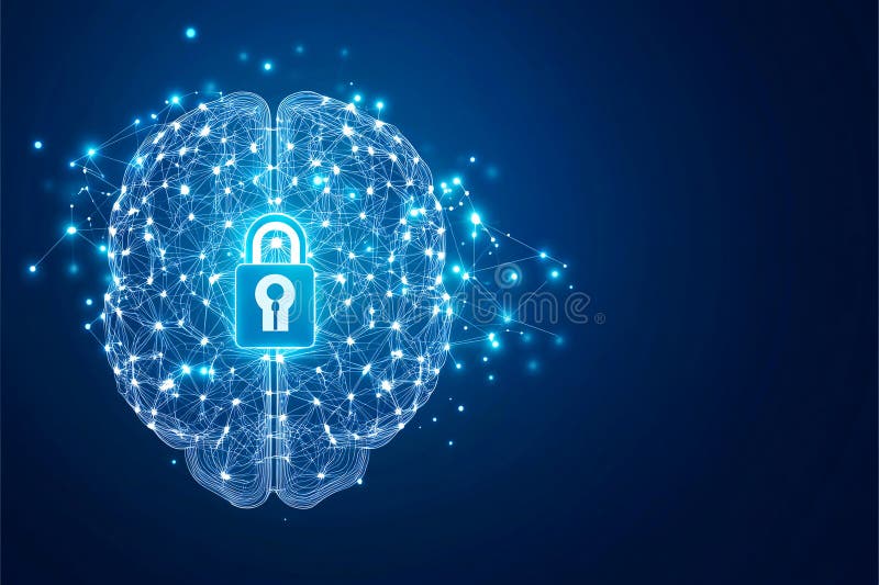 A Glowing Brain with a Virtual Lock Inside Symbolizes the Importance of ...