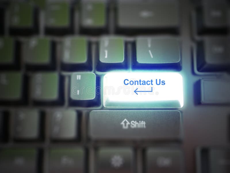 A Glowing Bright `contact Us` Button, Key, Message on the Keyboard ...
