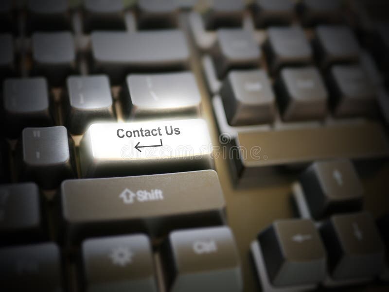 A Glowing Bright `contact Us` Button, Key, Message on the Keyboard ...