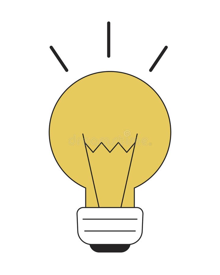 Glowing Bright Light Bulb Flat Line Color Vector Object Stock Vector ...