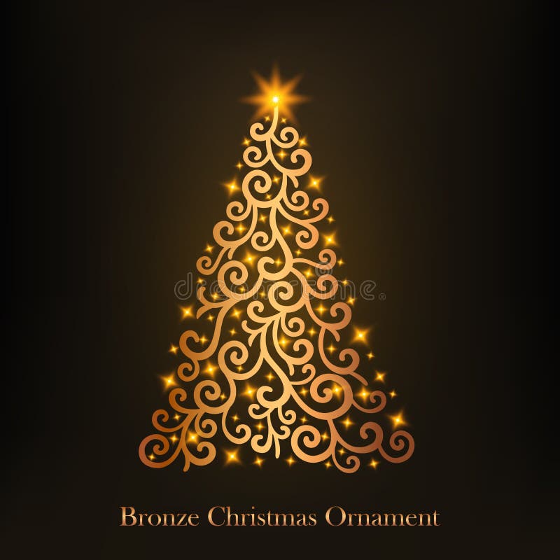 Glowing Bronze Christmas Tree Ornament Stock Illustration ...