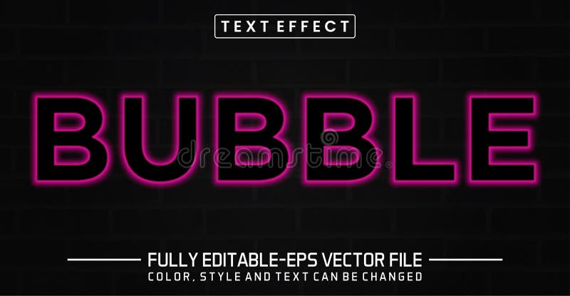 Glowing Bubble Neon Light, Editable Graphic Style Text Effect Stock ...