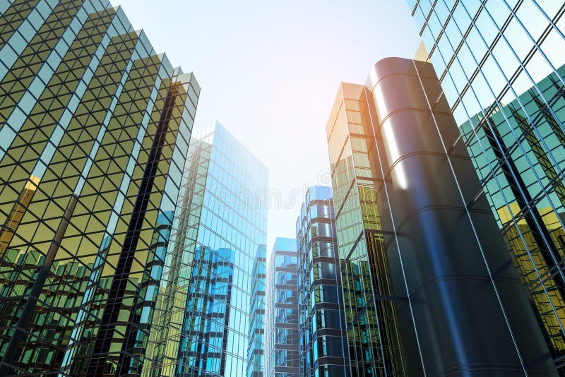 Glowing Buildings Skyline at Night Stock Image - Image of scenic ...