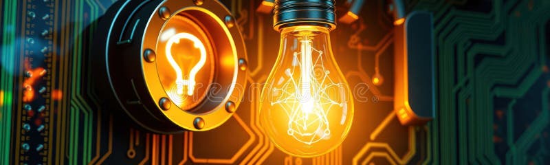 Glowing Bulb Protected by Metallic Shields. Idea Protection Concept ...