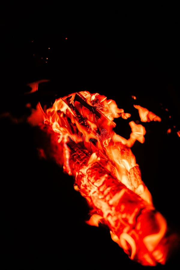Glowing Burning Ember Illuminating the Wood Bright Stock Image - Image ...