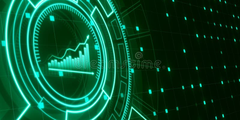 Glowing Business Chart Hologram on Blurry Backdrop. Financial Plan Graph Stock Illustration ...