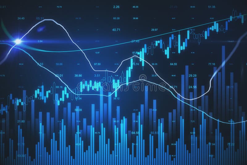 Glowing Business Charts with Digital Interface on Virtual Screen Stock ...