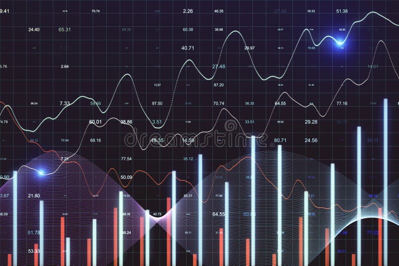 Glowing Business Charts with Stock Statistics on Virtual Screen Stock ...
