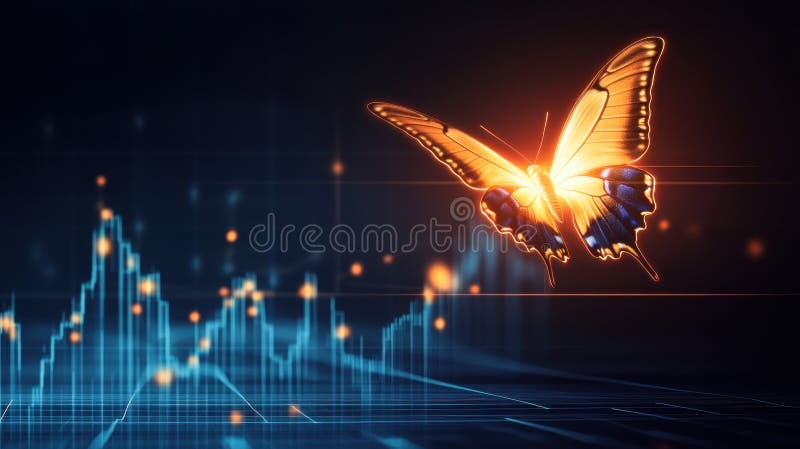 Glowing Butterfly Concept on Financial Growth Graph Background Stock ...