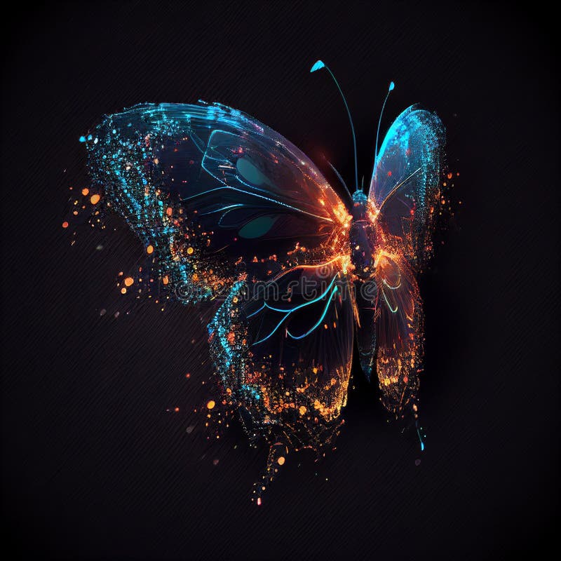Glowing Butterfly with Particles Image Generative AI Stock Illustration ...