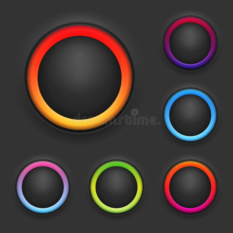 Glowing Button Template Set Stock Vector - Illustration of carbon ...