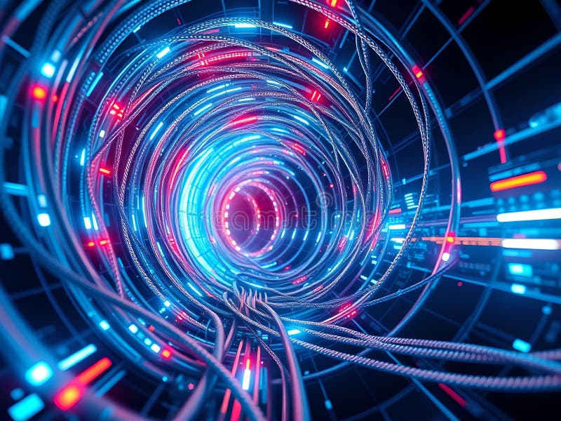 Glowing Cable Vortex: Futuristic Sci-Fi Design Stock Photo ...