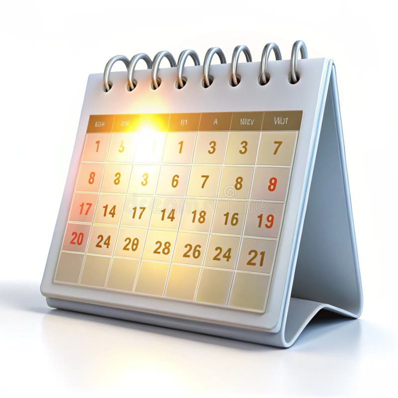 Glowing Calendar with Rotating Month Display Stock Illustration ...