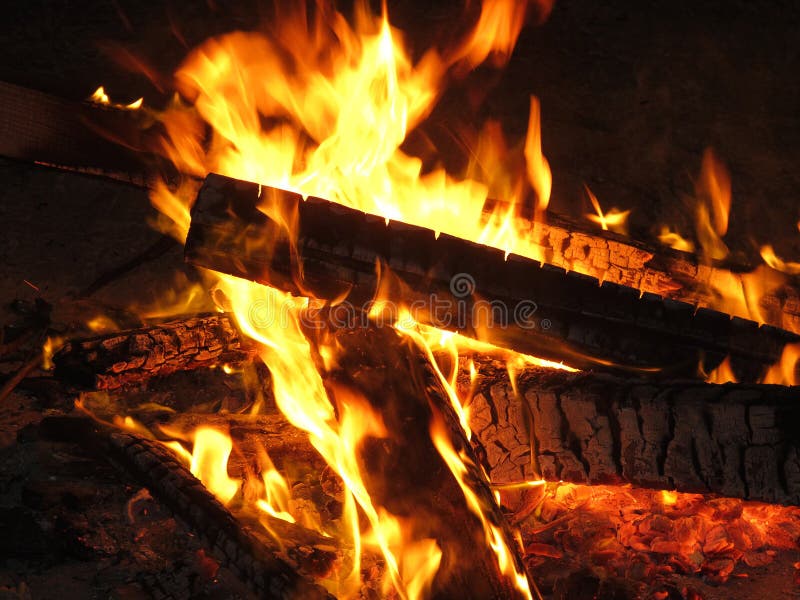 A Glowing Camp Fire on a Camping Night Stock Photo - Image of burning ...