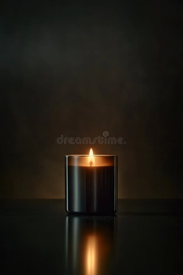 Glowing Candle Dark Room Reflective Surface Stock Photos - Free ...