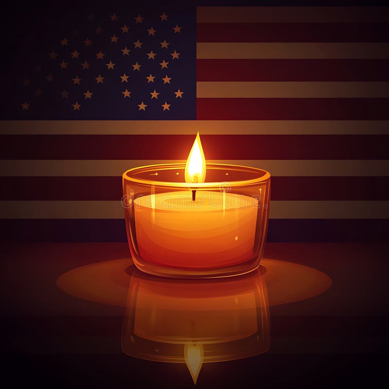 Glowing Candle in Front of American Flag Stock Illustration ...