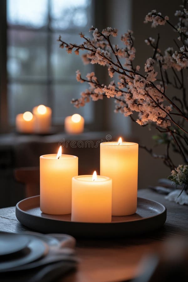 Glowing Candles, a Beautiful Display of Glowing Candles Creating a Warm and Inviting Light in a ...