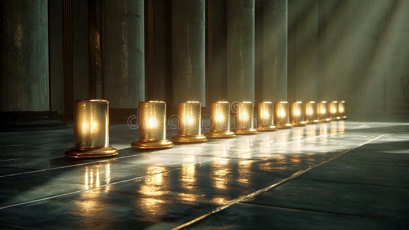 Glowing Candles in Front of Memorial Wall Stock Illustration ...
