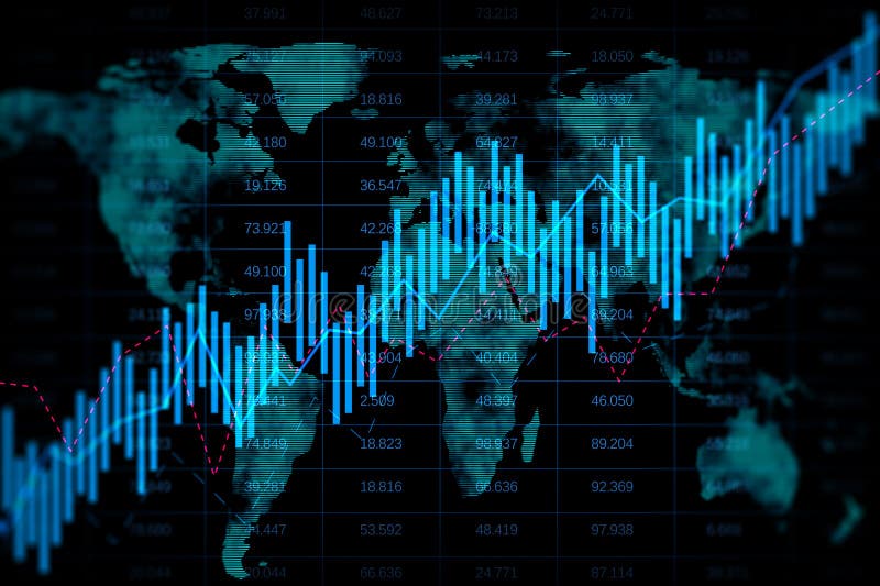 Glowing Candlestick Forex Chart with Index on Blurry City Backdrop ...