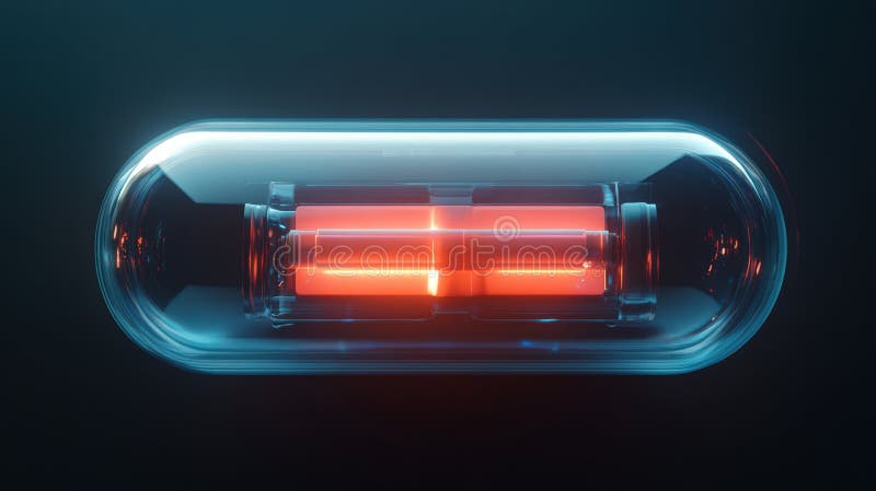 Glowing Capsule Containing Internal Orange Light Source Stock ...