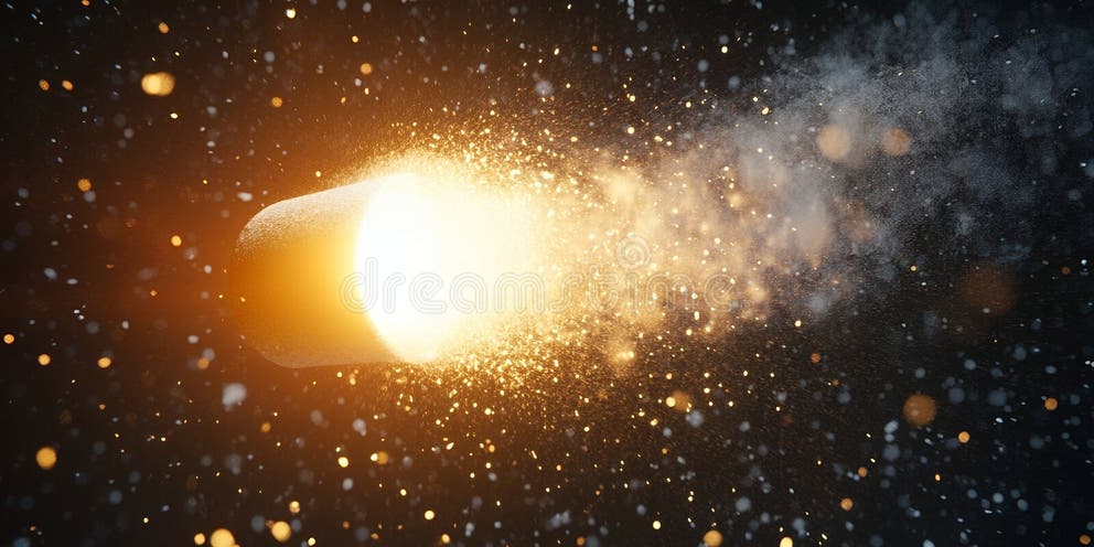 Glowing Capsule Exploding with Sparks and Light Streaks Abstract ...