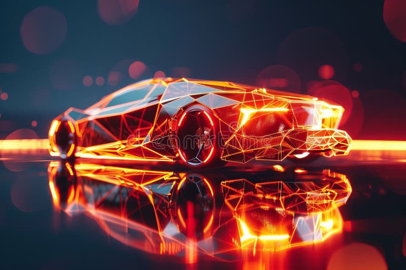 Glowing Car Made of 3d Triangular Polygons Stock Illustration ...