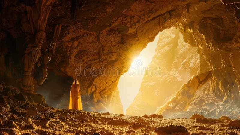 The Glowing Cave Explorer. AI Generated Stock Image - Image of ...
