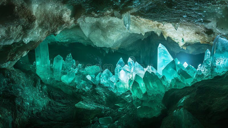 Glowing Cave Filled with Sea Crystals. Stock Image - Image of outdoors ...