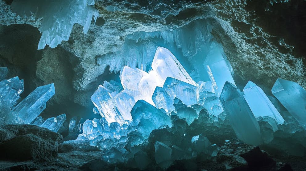 Glowing Cave Filled with Sea Crystals. Stock Photo - Image of glacier ...