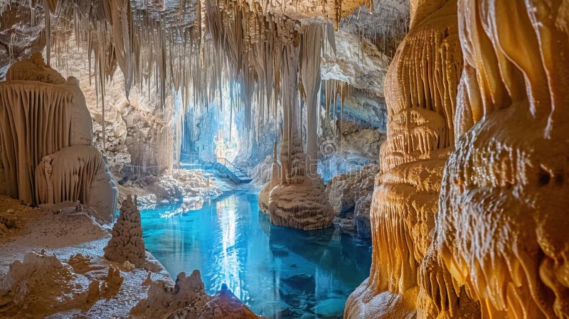 A Glowing Cave Pool Reflecting Crystal-clear Waters and Mysterious ...