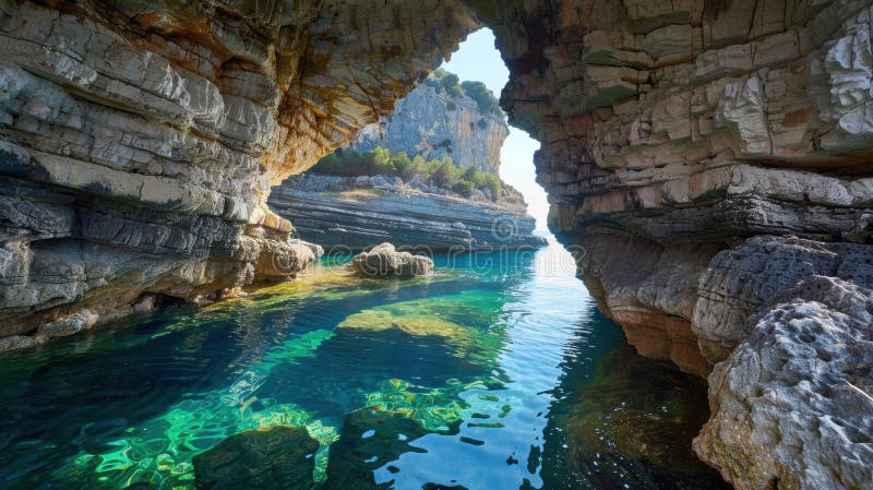 A Glowing Cave Pool Reflecting Crystal-clear Waters and Mysterious ...