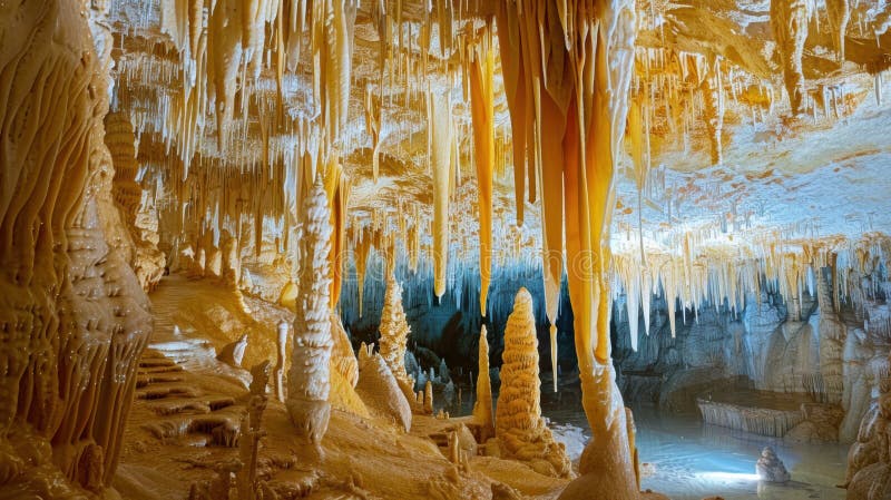 A Glowing Cave Pool Reflecting Crystal-clear Waters and Mysterious ...
