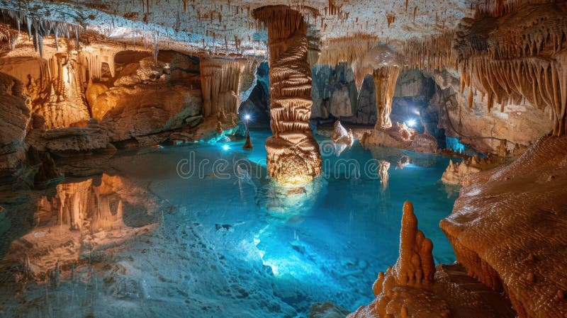 A Glowing Cave Pool Reflecting Crystal-clear Waters and Mysterious ...