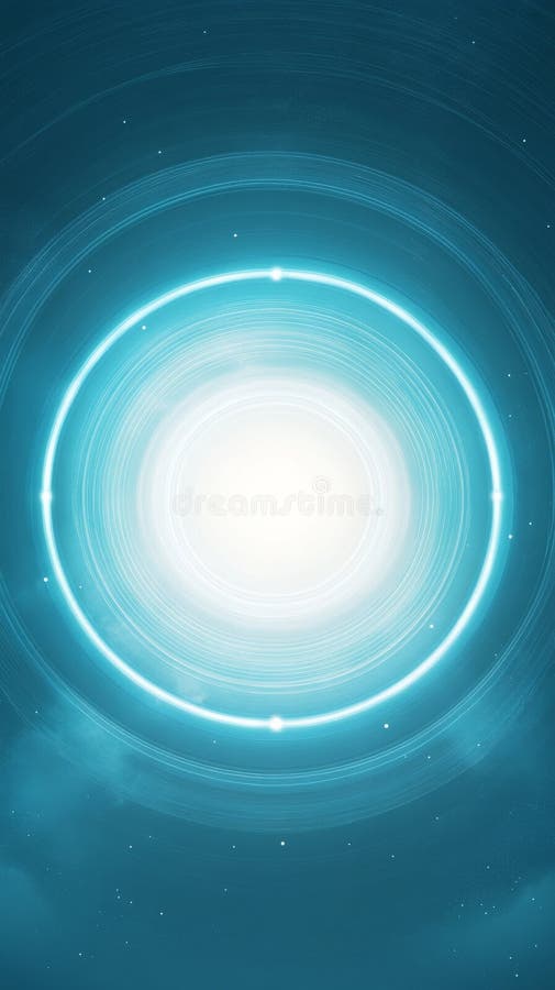 Glowing Celestial Light with Circular Patterns in Space Stock Image ...