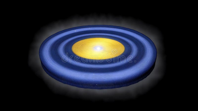 A Glowing Celestial Object Encircled by Multiple Blue Rings Stock ...