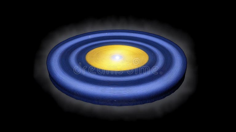 A Glowing Celestial Object Encircled by Multiple Blue Rings Stock ...