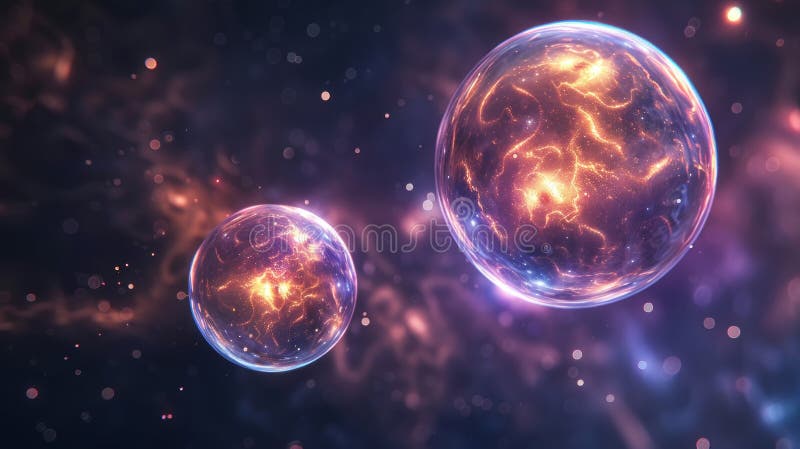 Glowing Celestial Orbs in Cosmic Nebula Space Scene with Stars Stock ...
