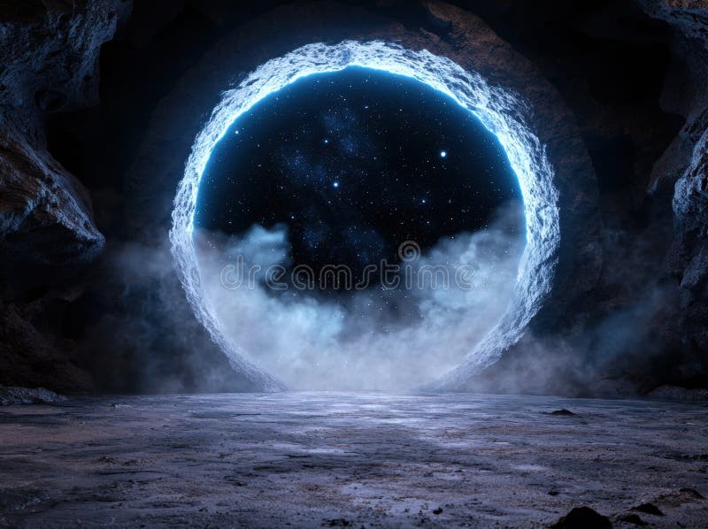 Glowing Celestial Sphere in Dark Cave Stock Illustration - Illustration ...