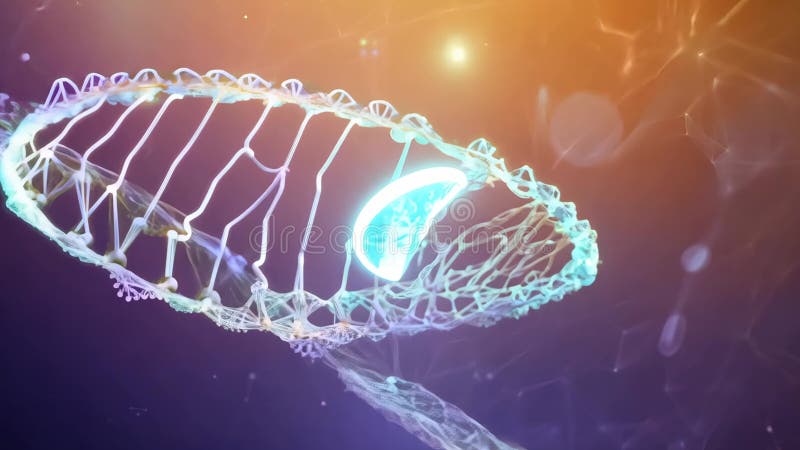Glowing Cell Transitioning into Network of Molecules with Spiraling DNA ...