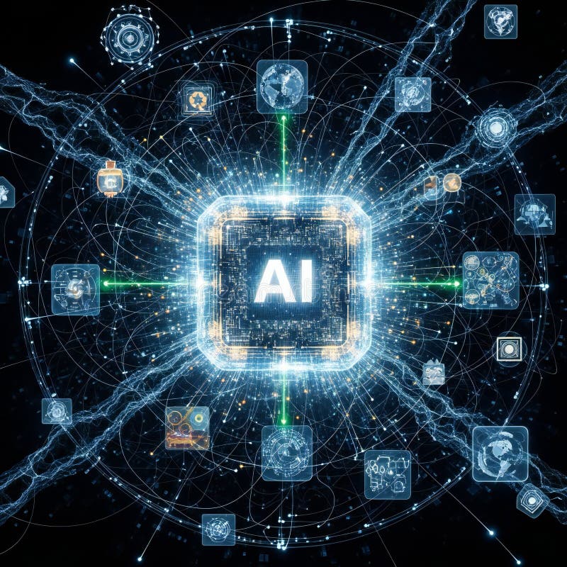 AI core processing. stock illustration. Illustration of abstract ...