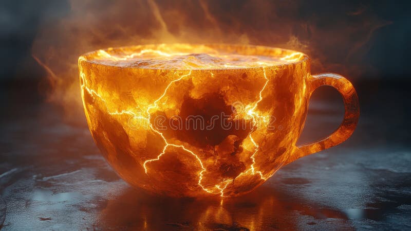 Luminous Fiery Cup Radiating Intense Glowing Light Stock Photo - Image ...