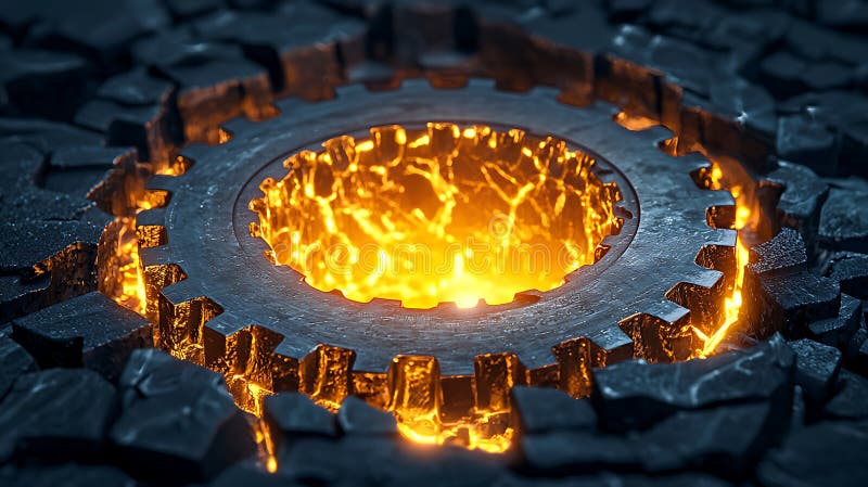 Glowing Ceramic Engine Part Cross Section View Stock Illustration ...