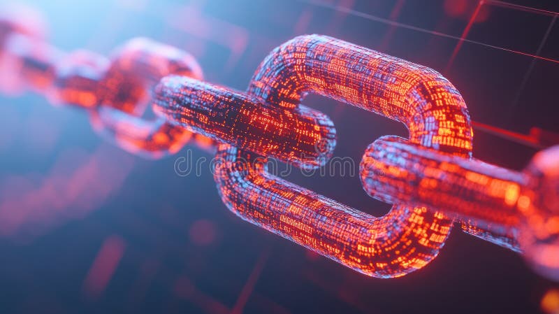 A Glowing Chain of Code Symbolizes Security and Technology Stock ...