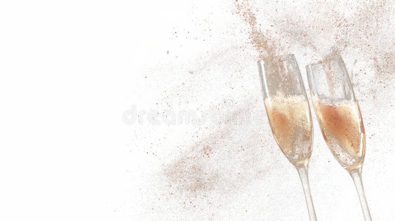 Glowing Champagne Flutes Illuminate the Dark Celebration Night ...