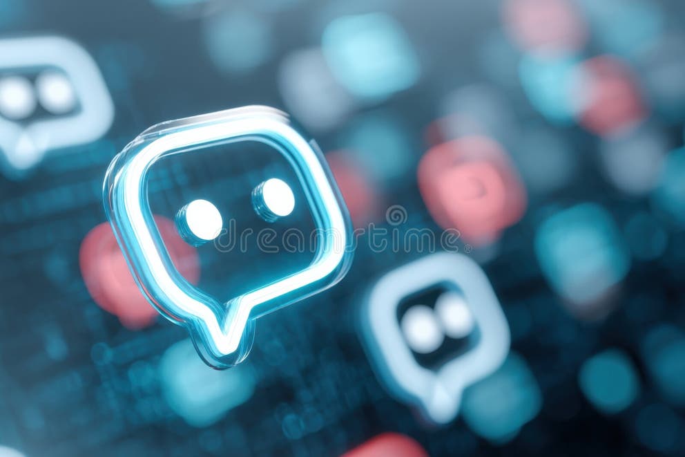 Chatbot Icon Glowing in Digital Space Representing Communication ...