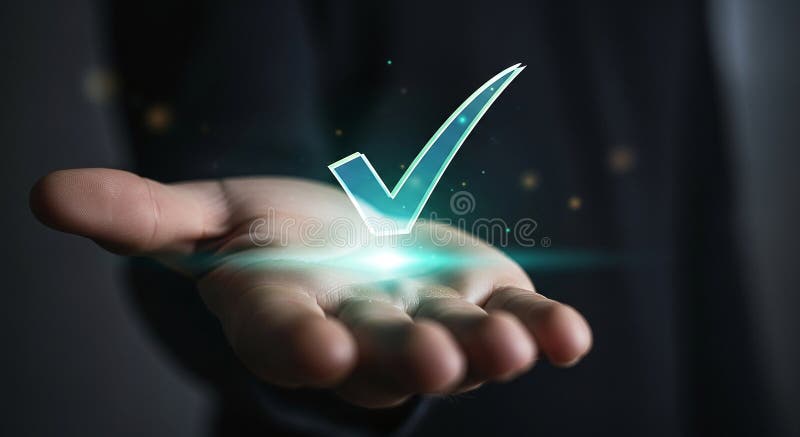 Check Mark Icon on Hand Representing Approval Confirmation and ...