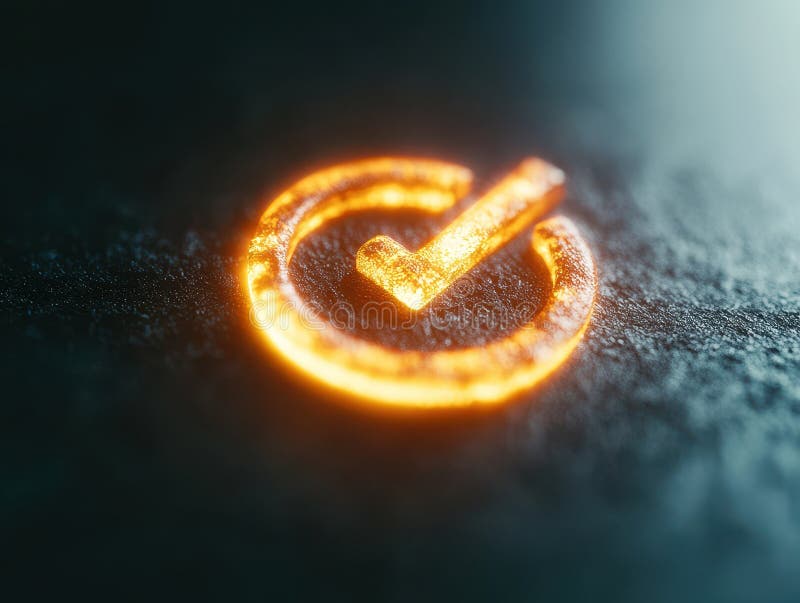 Glowing Check Mark Symbol Representing Success or Completion Stock ...