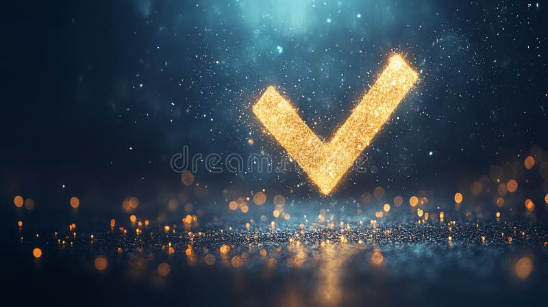 A Glowing Check Mark Symbolizing Success, Surrounded by a Magical ...