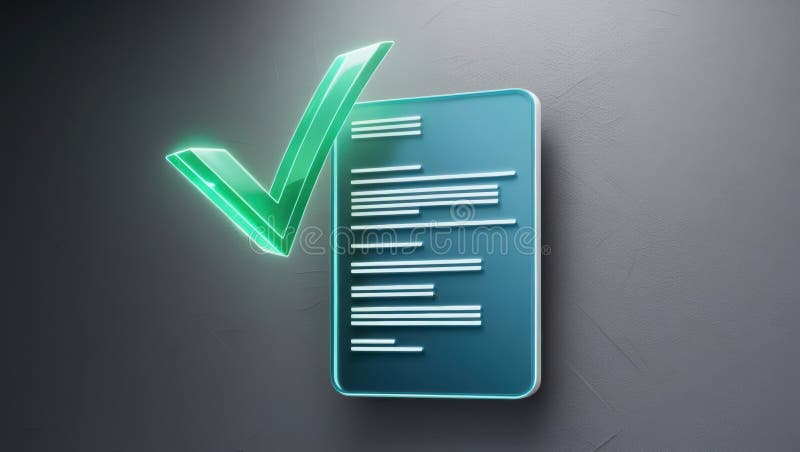 Glowing Check Mark on Wall Signifying Approval in Modern Digital ...