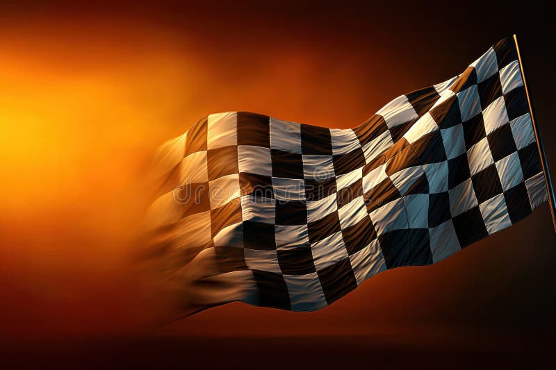 Glowing Checkered Flag Waving Vibrantly Against a Bold Gradient ...
